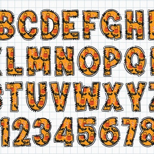 Spooky Halloween Doodle Alphabet Sublimation Clipart PNG, Number & A-Z ...