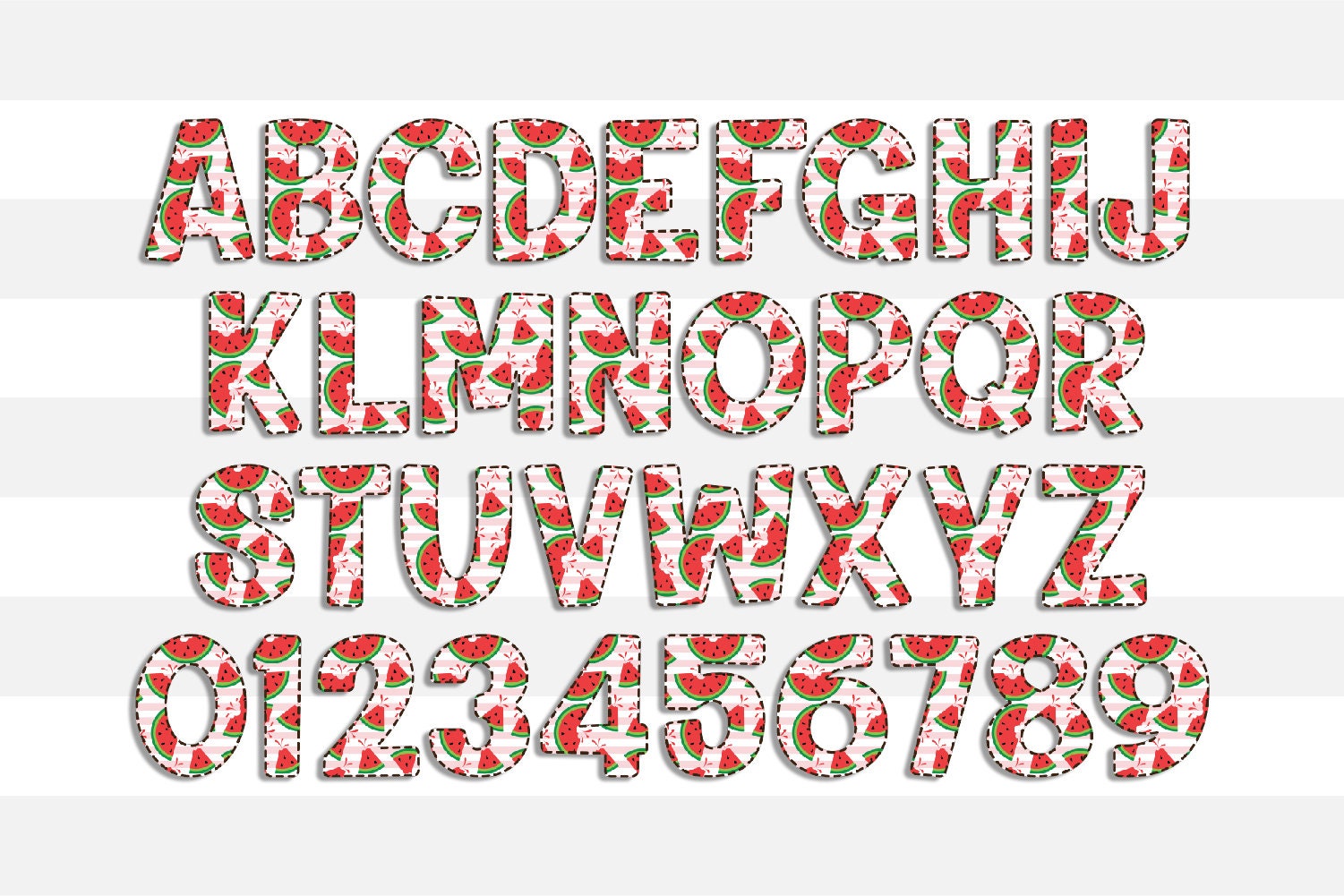 Watermelon Summer Doodle Alphabet Sublimation Clipart PNG - Etsy