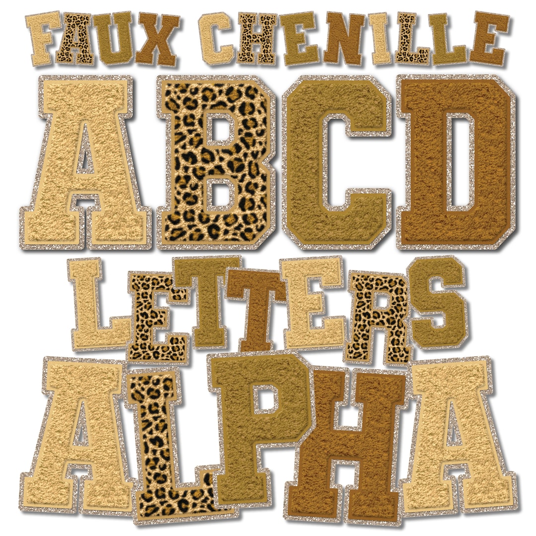 Faux Chenille Letters PNG, Boho Leopard Faux Chenille Font, Faux ...