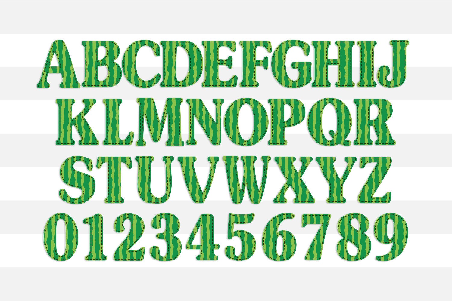 Watermelon Summer Doodle Alphabet Sublimation Clipart PNG, Number & A-Z ...