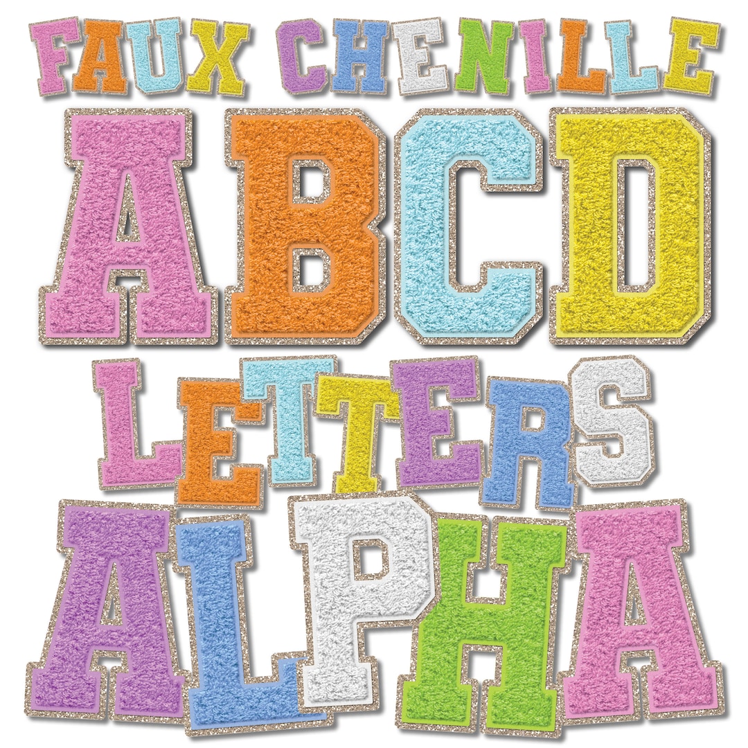 Faux Chenille Letters PNG, Pastel Colors Faux Chenille Font, Faux ...