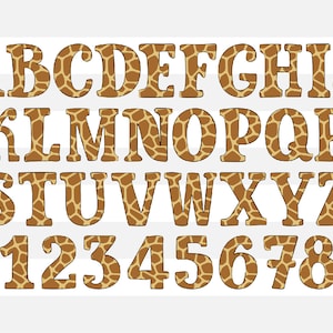 Safari Animals Doodle Alphabet Sublimation Clipart PNG, Number & A-Z ...