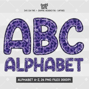 Purple Leopard Skin Doodle Alphabet Transparent PNG File - Etsy