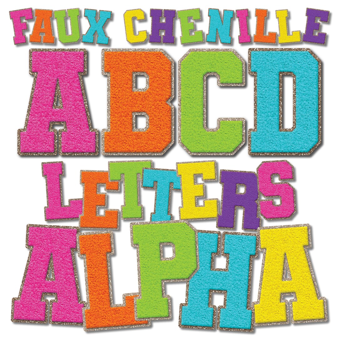 Faux Chenille Letters PNG Bundle, Varsity Letters Neon Alphabet Clipart ...
