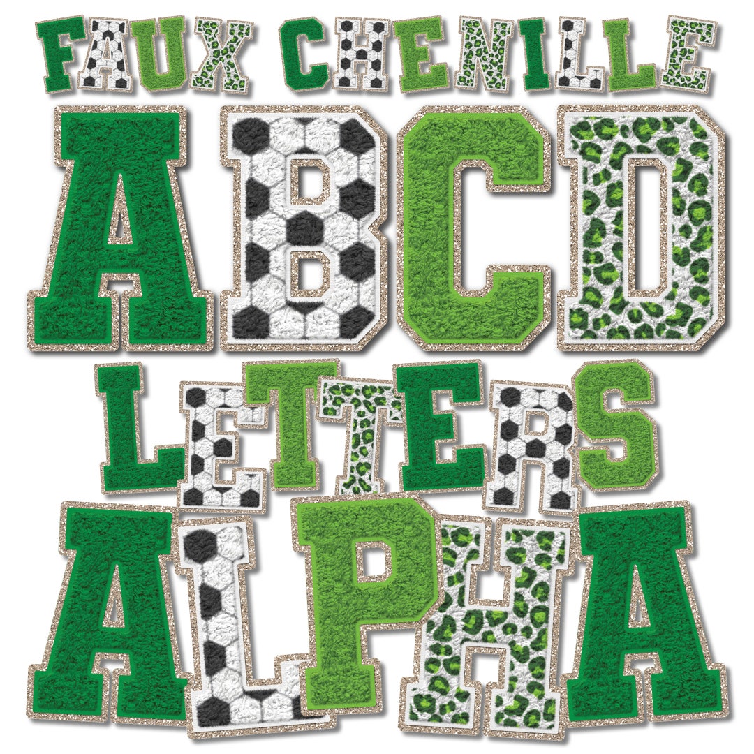 Faux Chenille Letters PNG, Soccer Leopard Faux Chenille Font, Faux ...