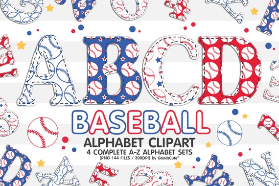 Baseball Alphabet Sublimation Clipart PNG Number & A-Z Upper | Etsy