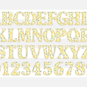 Lemon Doodle Alphabet Sublimation Clipart PNG, Number & A-Z Upper Case ...
