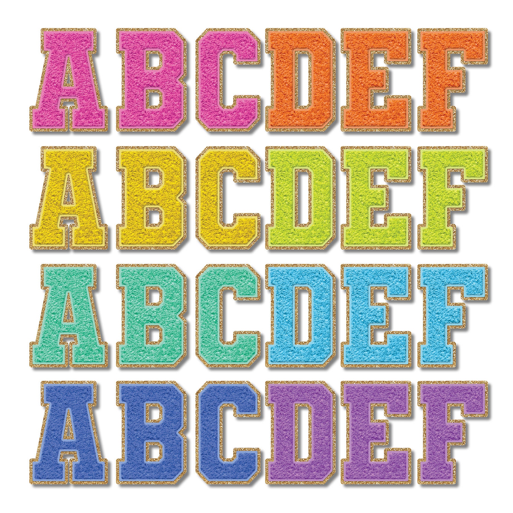 Faux Chenille Letters PNG, Brights Colors Faux Chenille Font, Faux ...