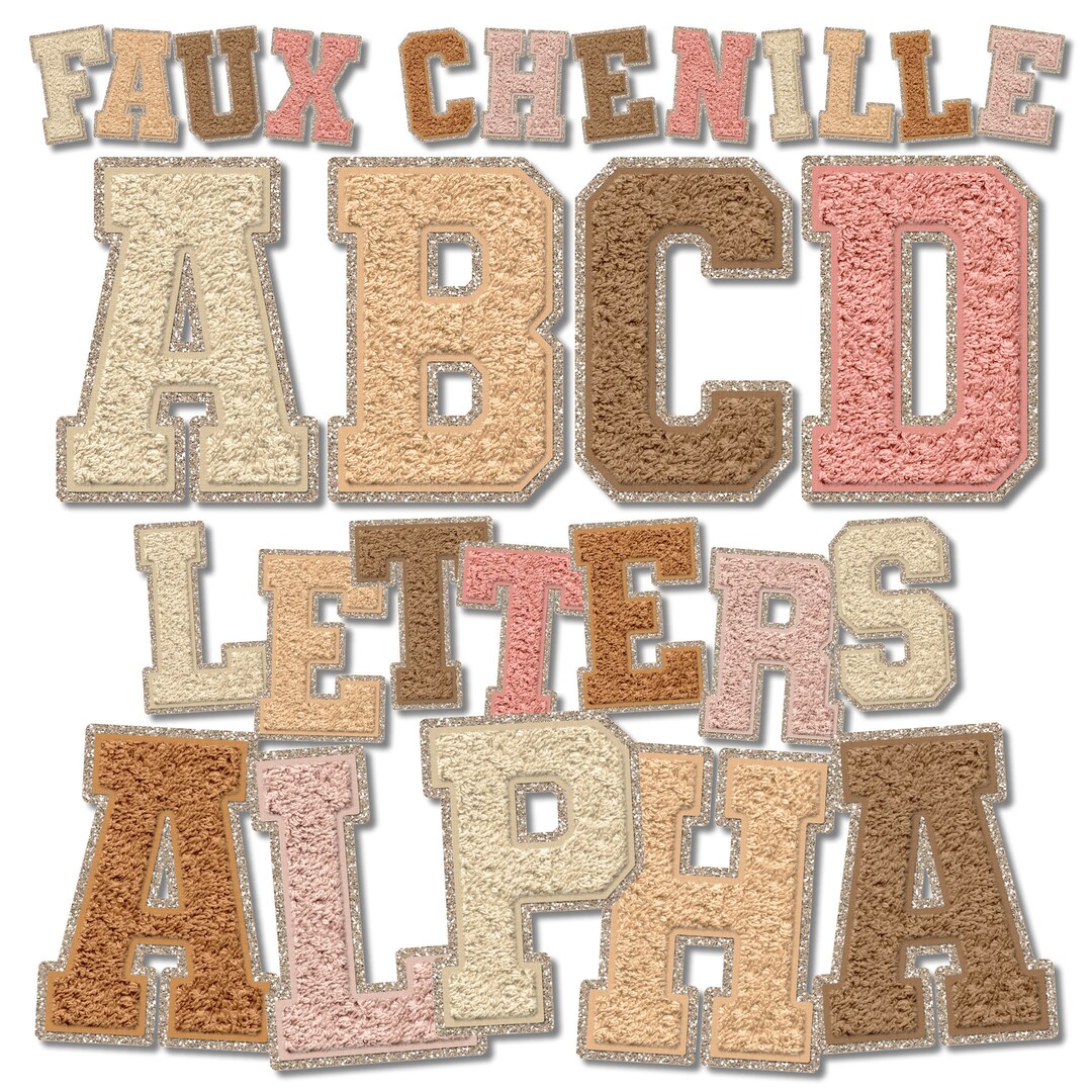 Faux Chenille Letters PNG, Pink Boho Faux Chenille Font, Faux Chenille ...