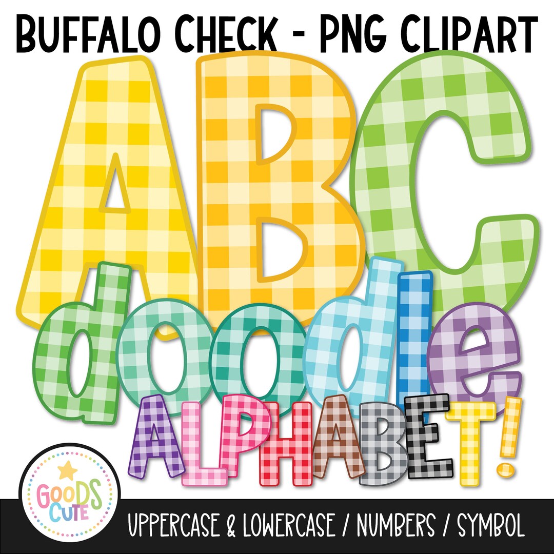 Pastel Buffalo Plaid Letters Doodle Alphabet Png, Buffalo Plaid ...