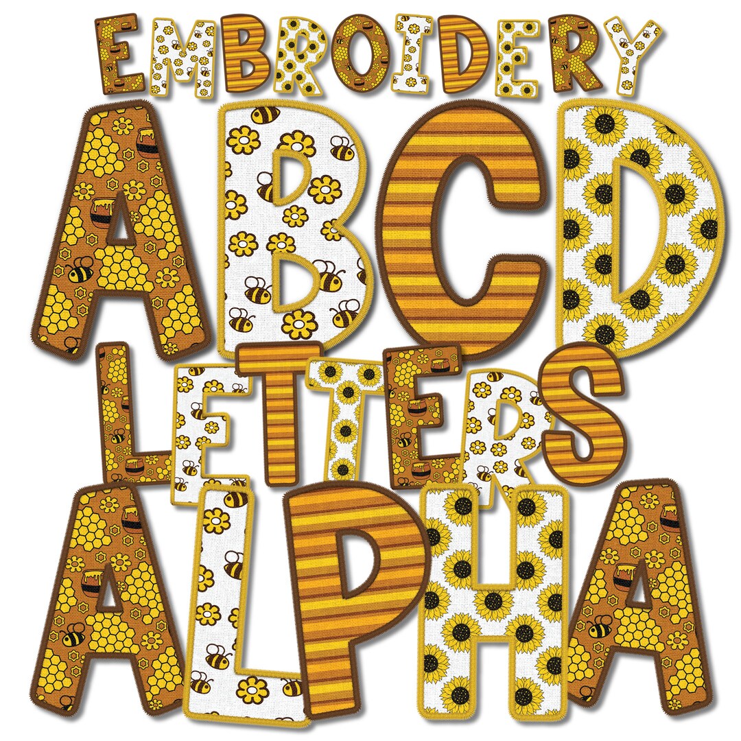 Faux Embroidery Letters PNG, Faux Embroidery Alphabet PNG, Digital ...