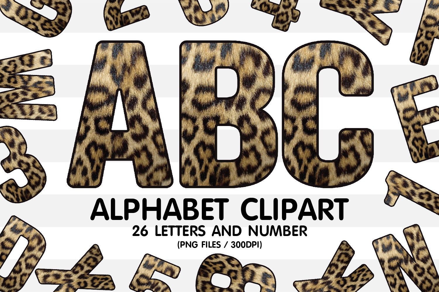 Safari Animal Skin Texture Alphabet Sublimation Clipart PNG, Number & A ...