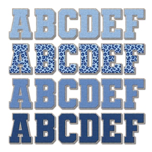 Faux Chenille Letters PNG Bundle, Blue Leopard Varsity Letters ...