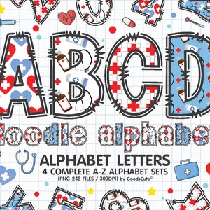 Paramedic Doodle Alphabet Letters Sublimation Clipart PNG, Number & A-Z ...