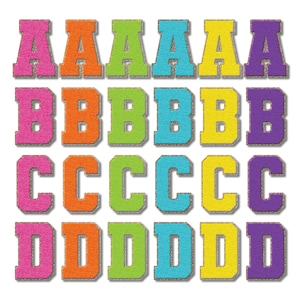 Faux Chenille Letters PNG Bundle, Varsity Letters Neon Alphabet Clipart ...