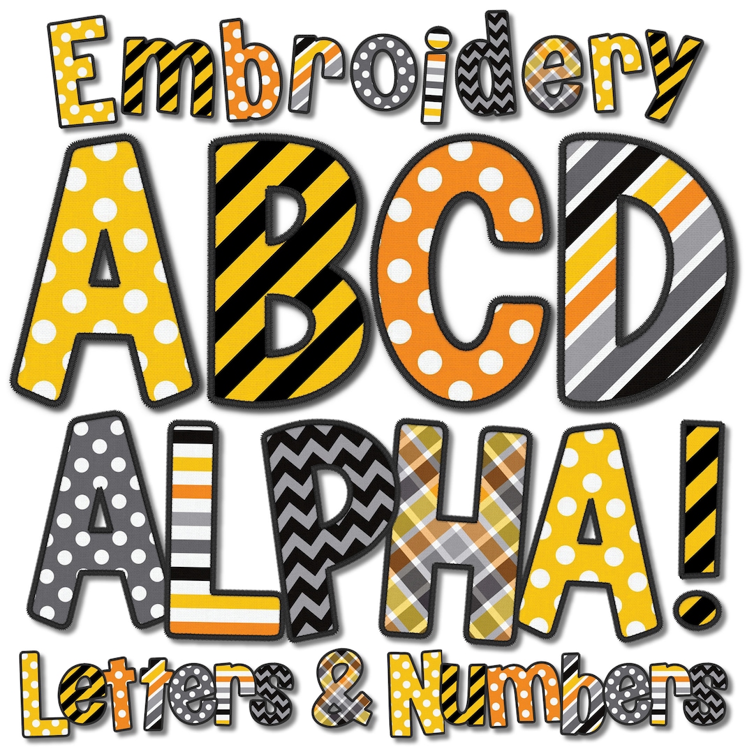 Faux Embroidery Alphabet PNG, Faux Embroidery Letters PNG, Construction ...