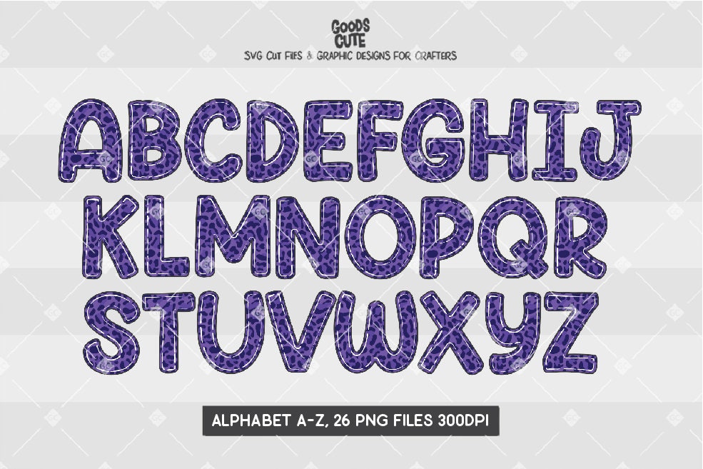 Purple Leopard Skin Doodle Alphabet Transparent PNG File - Etsy