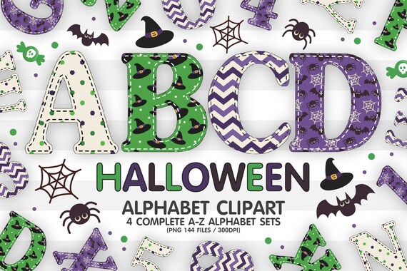 Halloween Witch Doodle Alphabet Sublimation Clipart PNG - Etsy