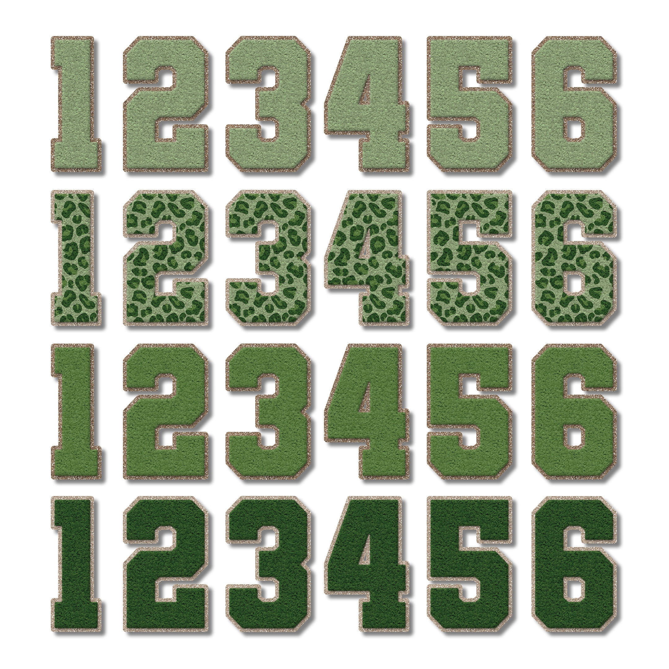 Faux Chenille Letters PNG Bundle, Green Leopard Varsity Letters ...