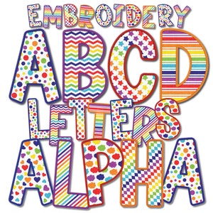 Faux Embroidery Letters PNG, Faux Embroidery Alphabet PNG, Digital ...