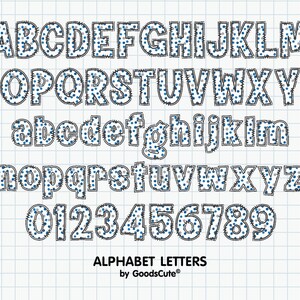 Shark Doodle Alphabet Letters Sublimation Clipart PNG, Number & A-Z ...