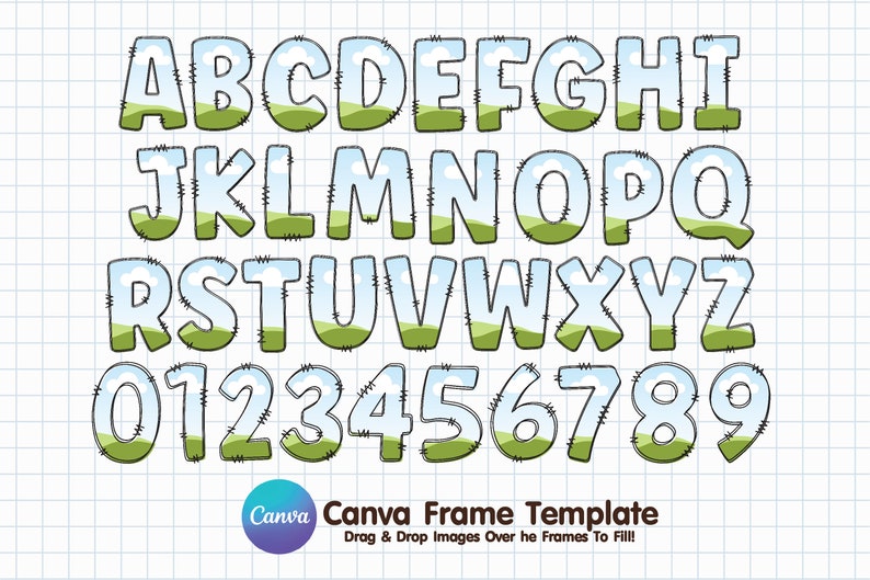 Canva Doodle Letter Alphabet Frame Template Design Drag and - Etsy