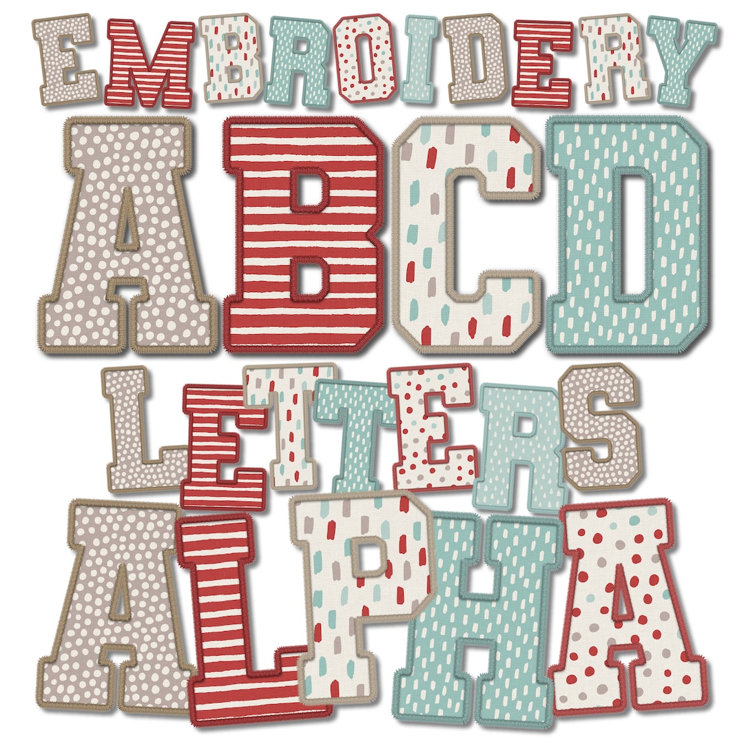 Faux Embroidery Letters PNG, Faux Embroidery Alphabet PNG, Varsity ...