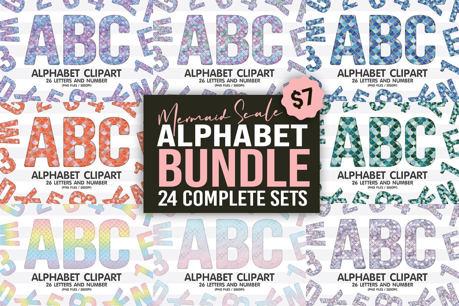 Mermaid Scale Texture Alphabet Sublimation Clipart PNG Number - Etsy