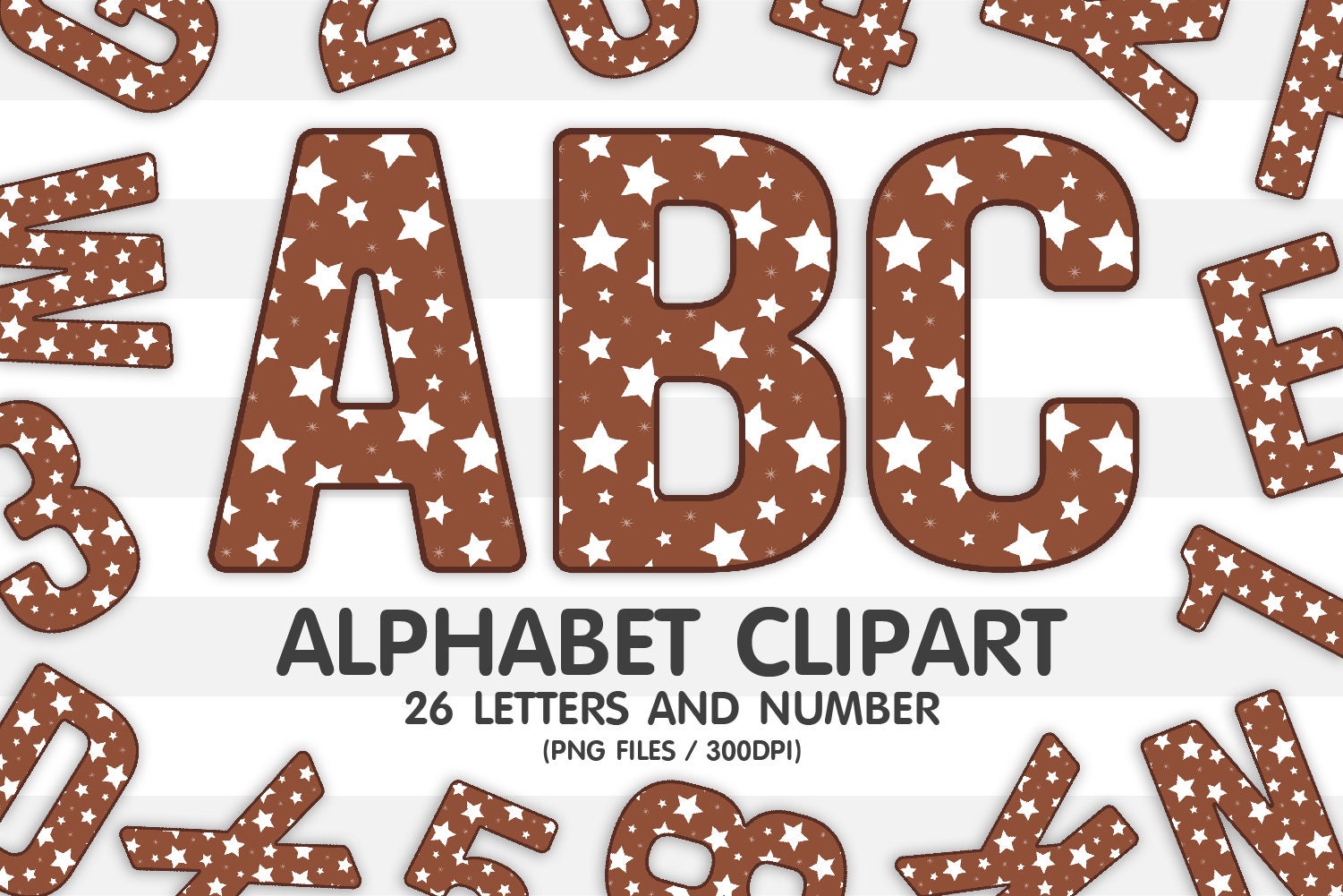 Star Themed Pattern Alphabet Sublimation Clipart PNG Number & - Etsy