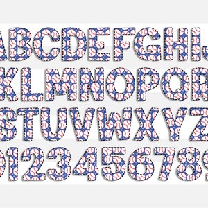 Baseball Doodle Alphabet Sublimation Clipart PNG, Number & A-Z Upper ...