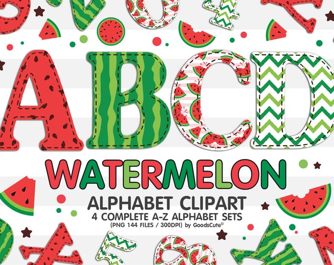 Watermelon Letters Clipart, Alphabet Letters SVG, Doodle Letters PNG ...