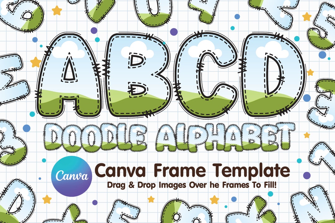 Canva Doodle Letter Alphabet Frame Template Design, Drag and Drop ...