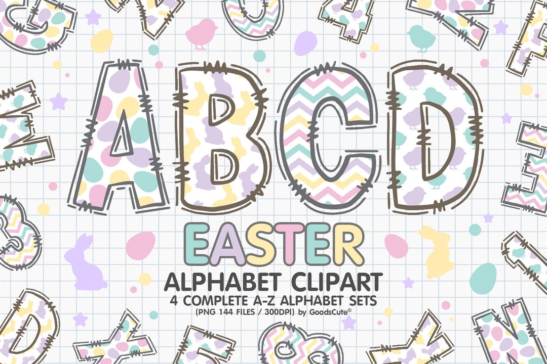 Bunny Easter Alphabet Sublimation Clipart PNG, Number & A-Z Uppercase ...