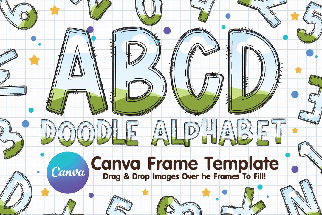 Canva Doodle Letter Alphabet Frame Template Design, Drag and Drop ...