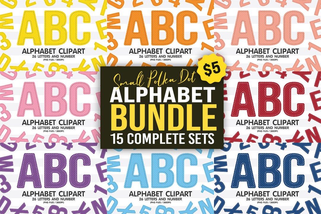 Small Polka Dot Pattern Alphabet Sublimation Clipart PNG, Number & A-Z ...
