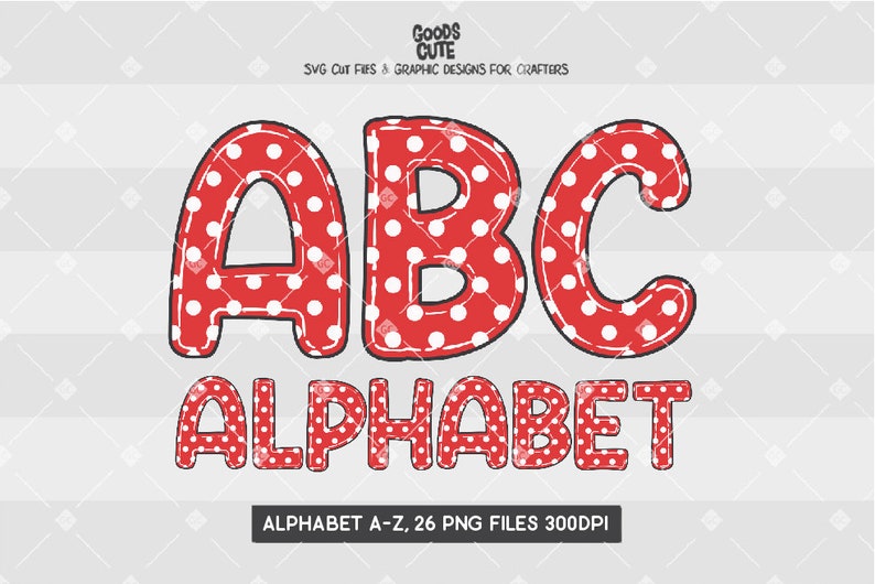 Red Pastel Polkadot Doodle Alphabet Transparent PNG File - Etsy