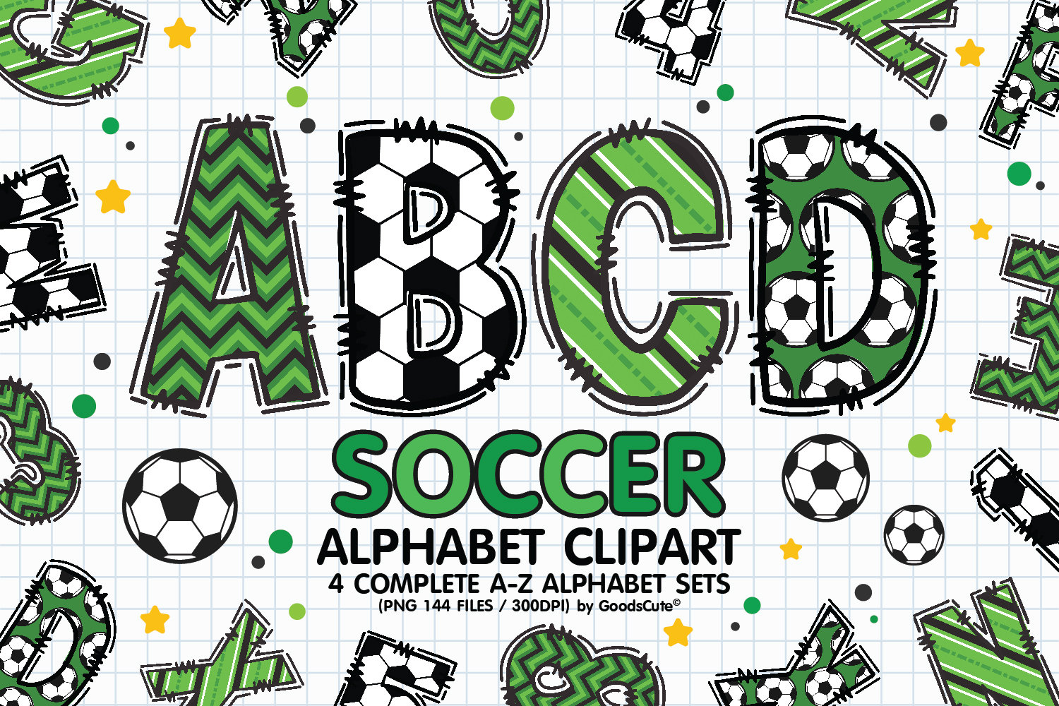 Soccer Doodle Alphabet Sublimation Clipart PNG Number & A-Z - Etsy
