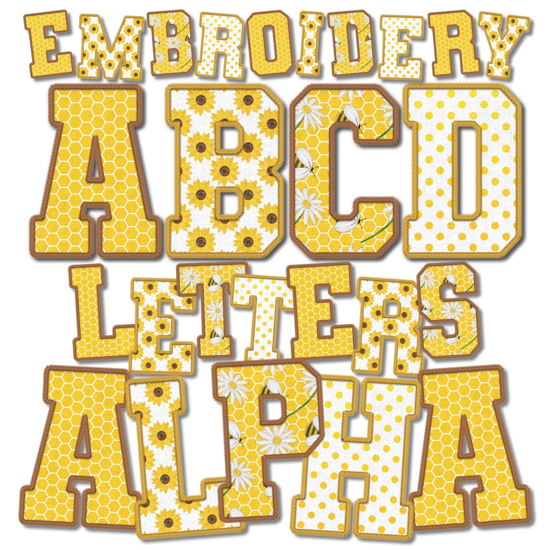 Faux Embroidery Letters PNG, Faux Embroidery Alphabet PNG, Varsity ...