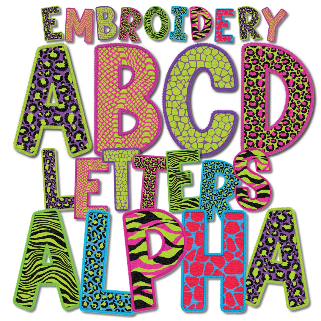 Faux Embroidery Letters PNG, Faux Embroidery Alphabet PNG, Digital ...