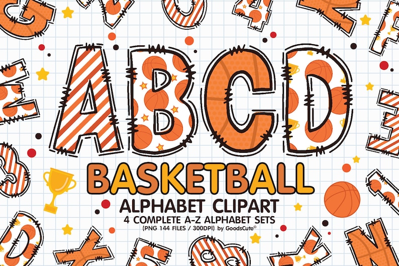 Basketball Alphabet Sublimation Clipart PNG Number & A-Z - Etsy