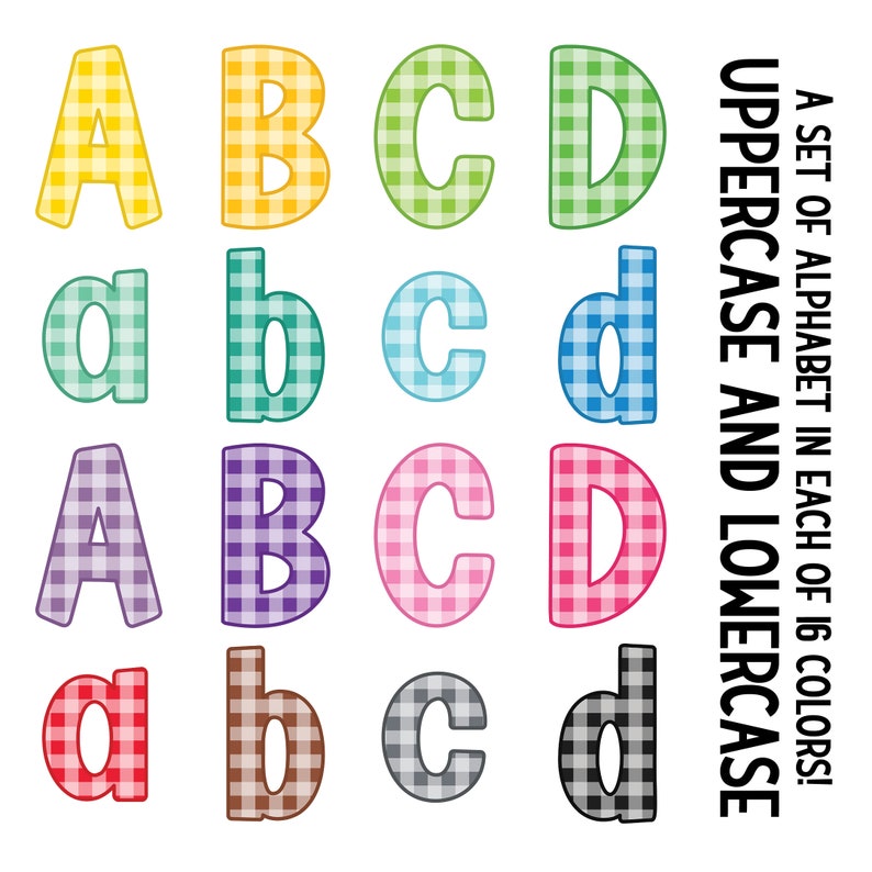 Pastel Buffalo Plaid Letters Doodle Alphabet Png, Buffalo Plaid ...