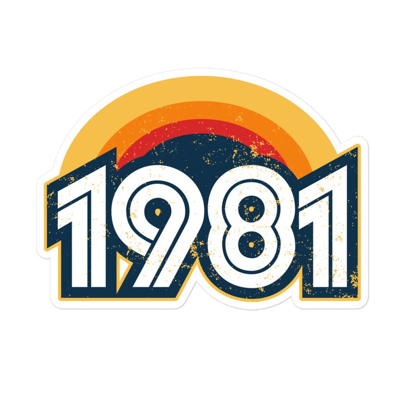 81 - Retro Sunset 1981 Vinyl Stickers - Etsy