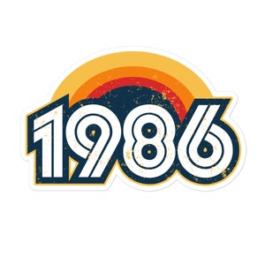 86 - 1986 Retro Sunset Vinyl Stickers - Etsy