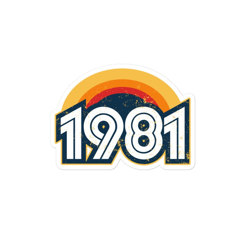 81 - Retro Sunset 1981 Vinyl Stickers - Etsy