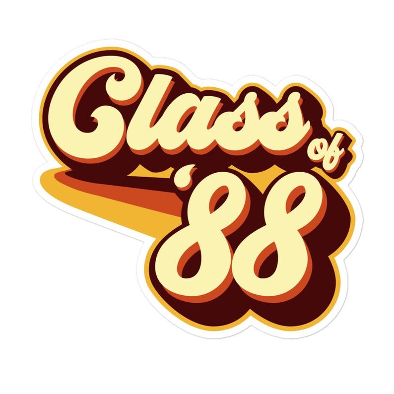 Class of 1988 Retro Vinyl Sticker - Graduation Reunion Decal - Etsy