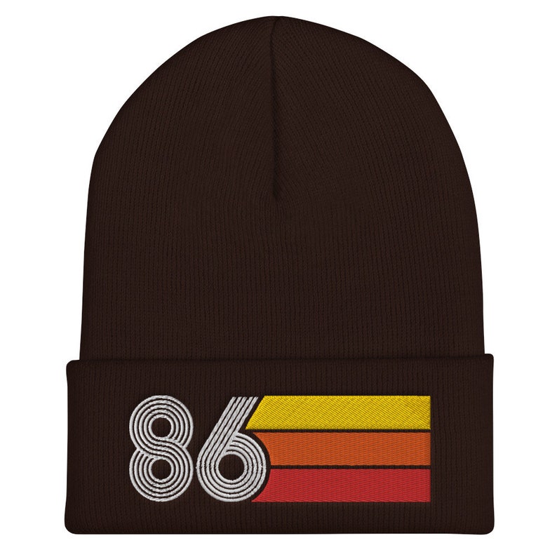 86 - 1986 Retro Tri-line Cuffed Beanie - Etsy