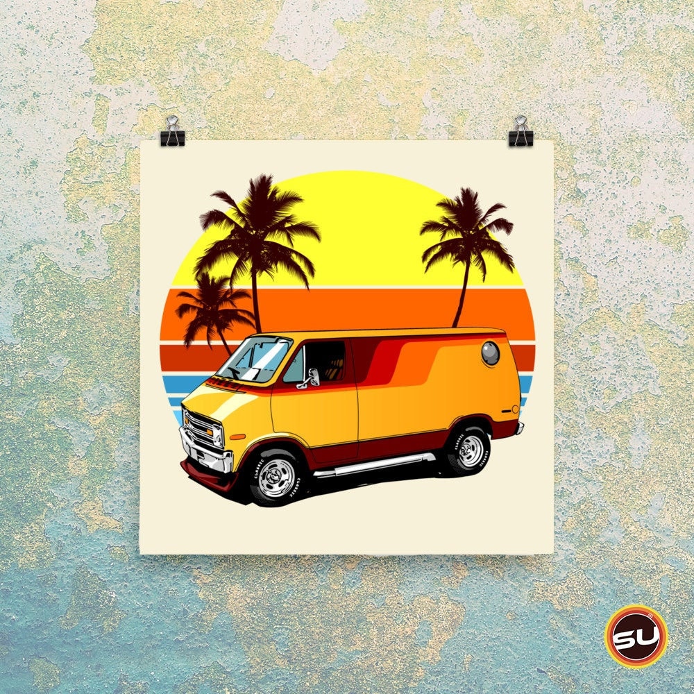 Retro Boogie Van Wall Art Poster - Etsy