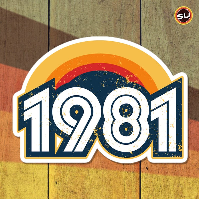 81 - Retro Sunset 1981 Vinyl Stickers - Etsy