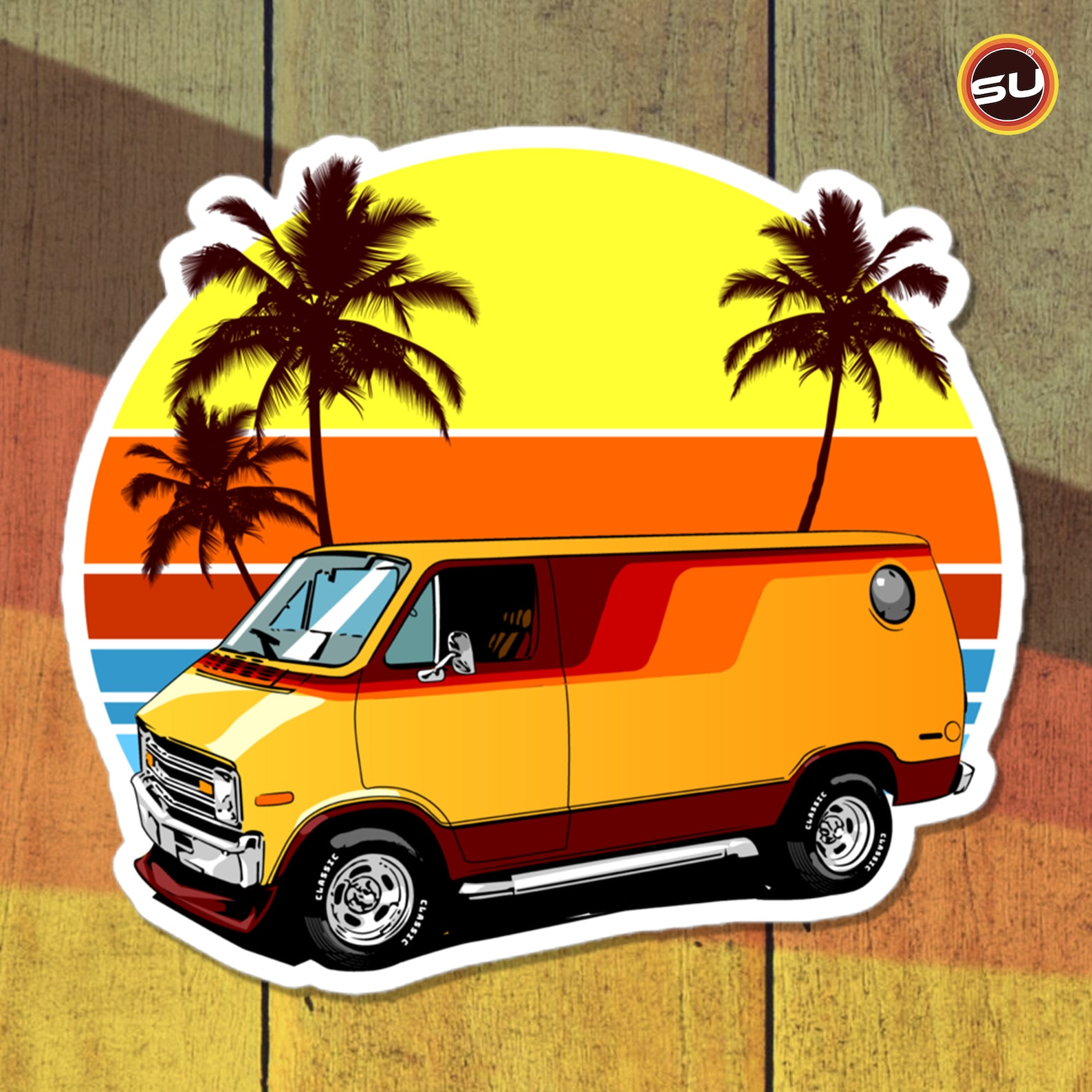 Retro 1970's Van Vinyl Stickers - Etsy