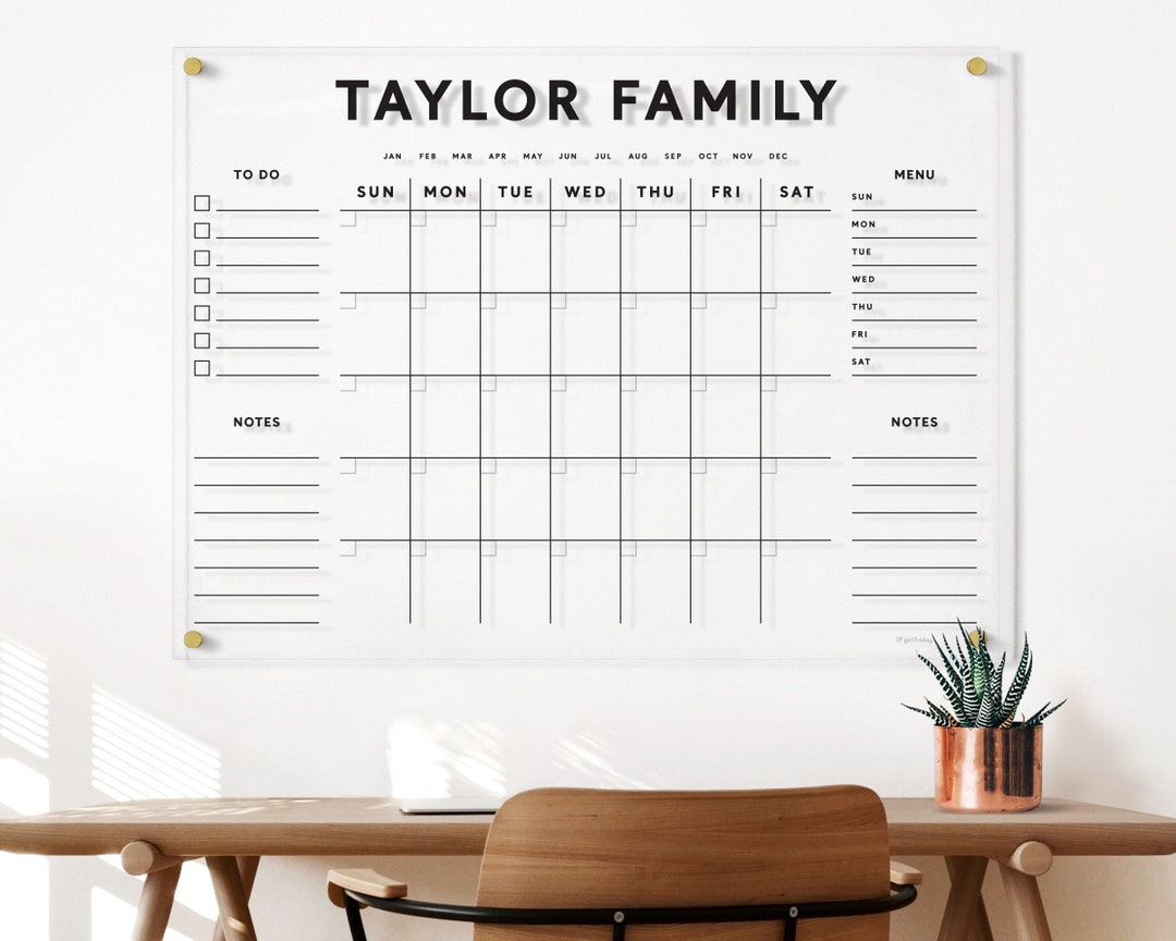 Personalized Clear Acrylic Wall Calendar | Custom Floating Wall Decor ...